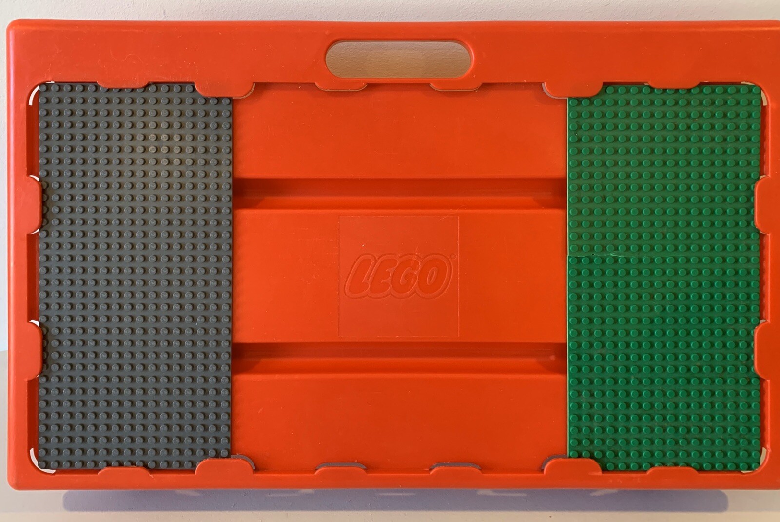 Lego Lap Table Carrying Case Storage Trays Sliding Green Base Gray ...