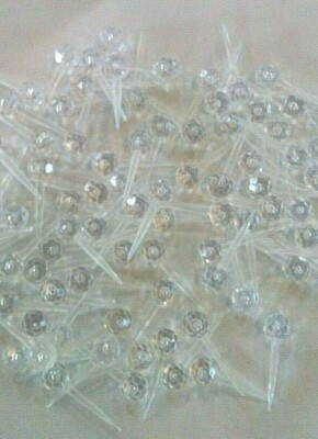 75 Faceted Clear MINI Pin Lights Bulbs Ceramic Christmas Tree TINY Pins ...