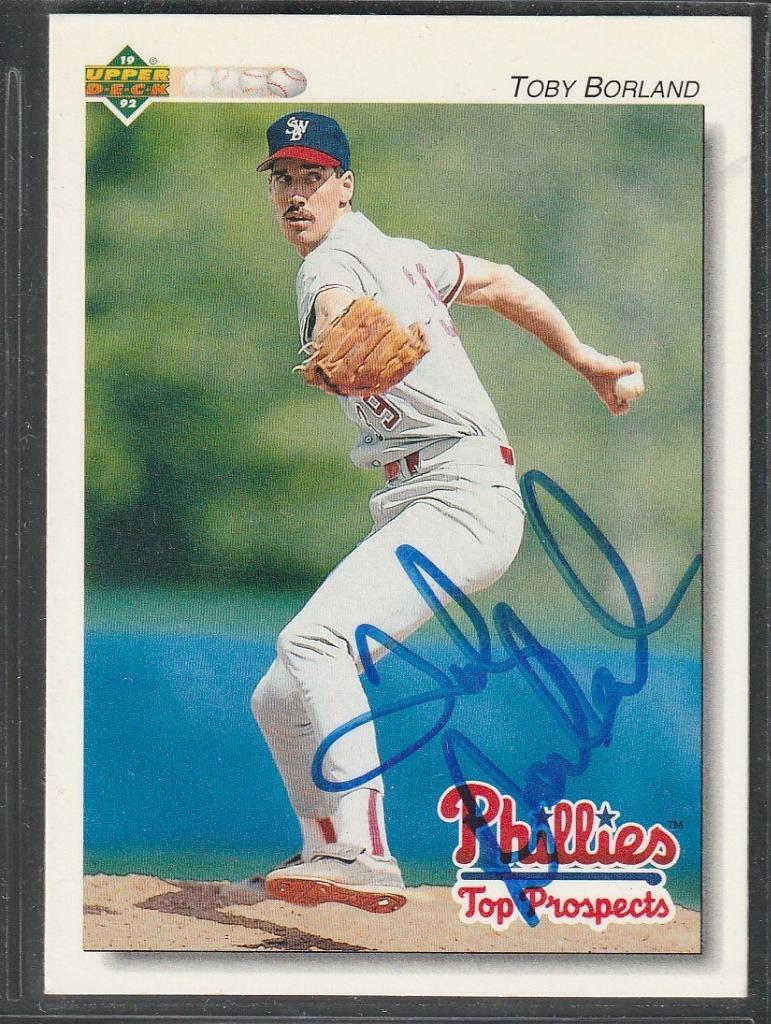 063, Original Autograph, Toby Borland; Red Barons, 1992 Upper Deck #239 ...