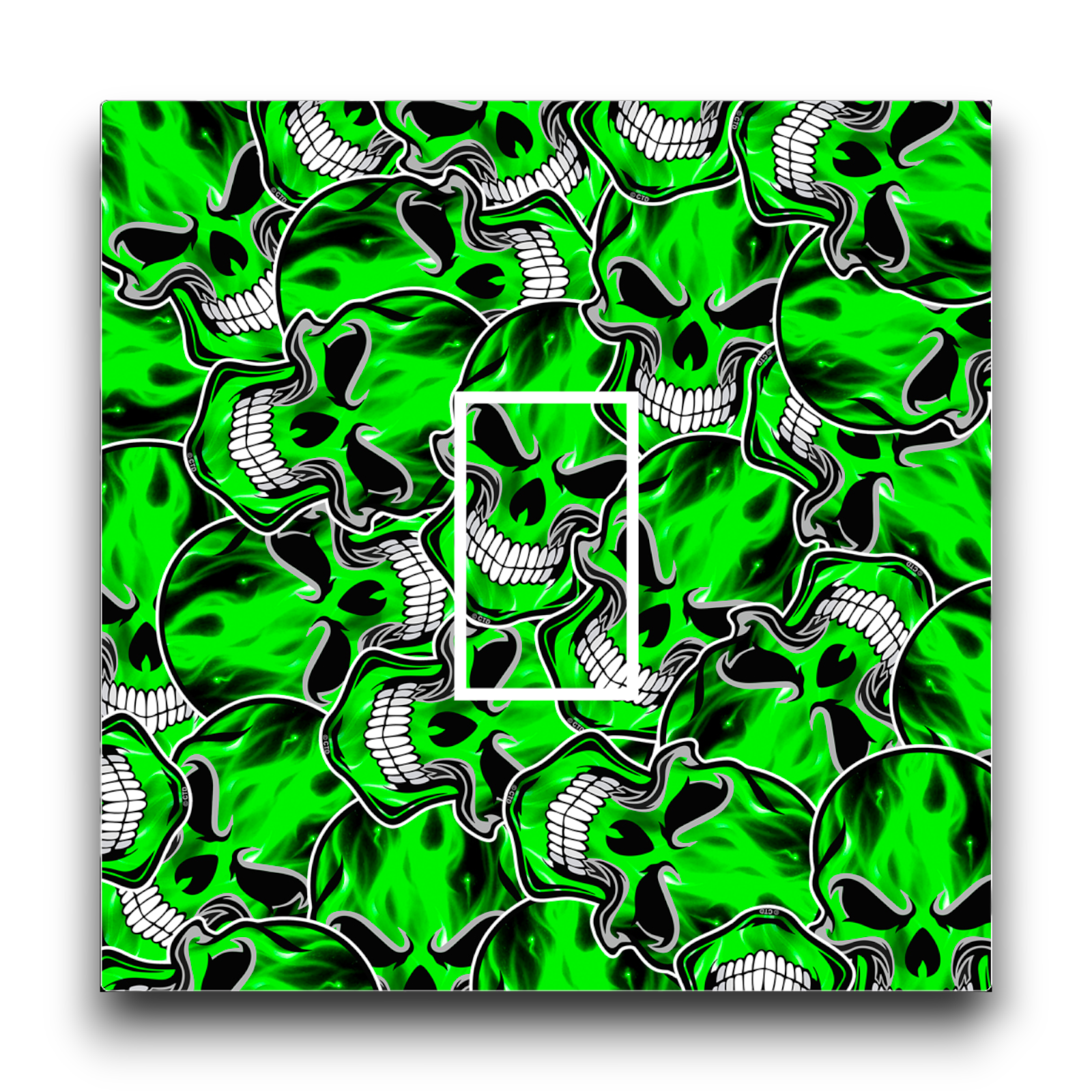 Green Flames Biker Skull Sticker Bomb Light Switch Cover Vinyl Sticker ...