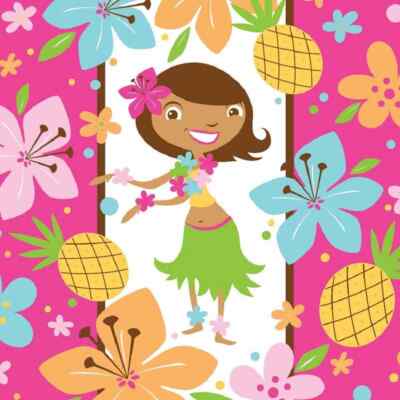 Pink Luau Fun Hula Girl Hibiscus Hawaiian Beach Theme Party Luncheon ...