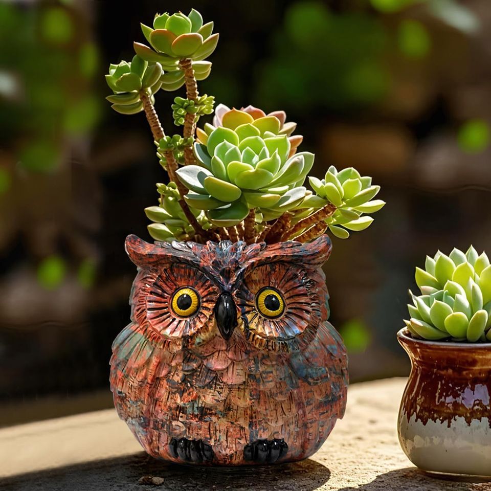 Owl Planter, Owl Succulent Pots, Owl Flower Pot, Owl Statue Decor, Cute ...