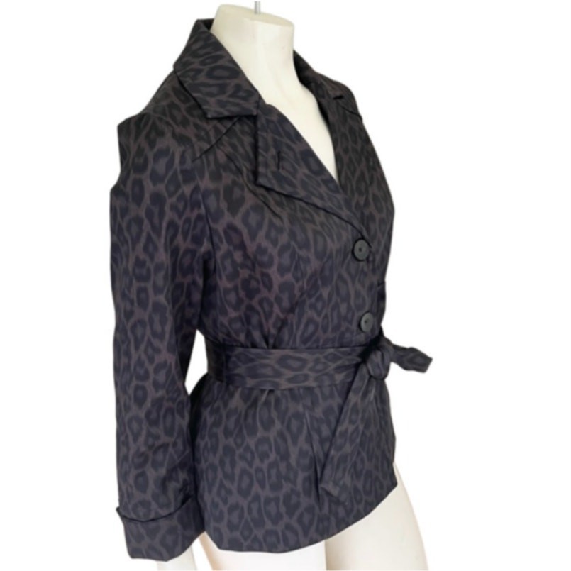 NEW DU JOUR Leopard Print Belted Rain Jacket WOMEN'S SMALL | eBay