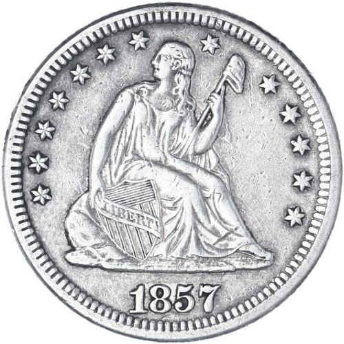 1857 O Seated Liberty Quarter Silver Extra Fine Harshly Cleaned See ...
