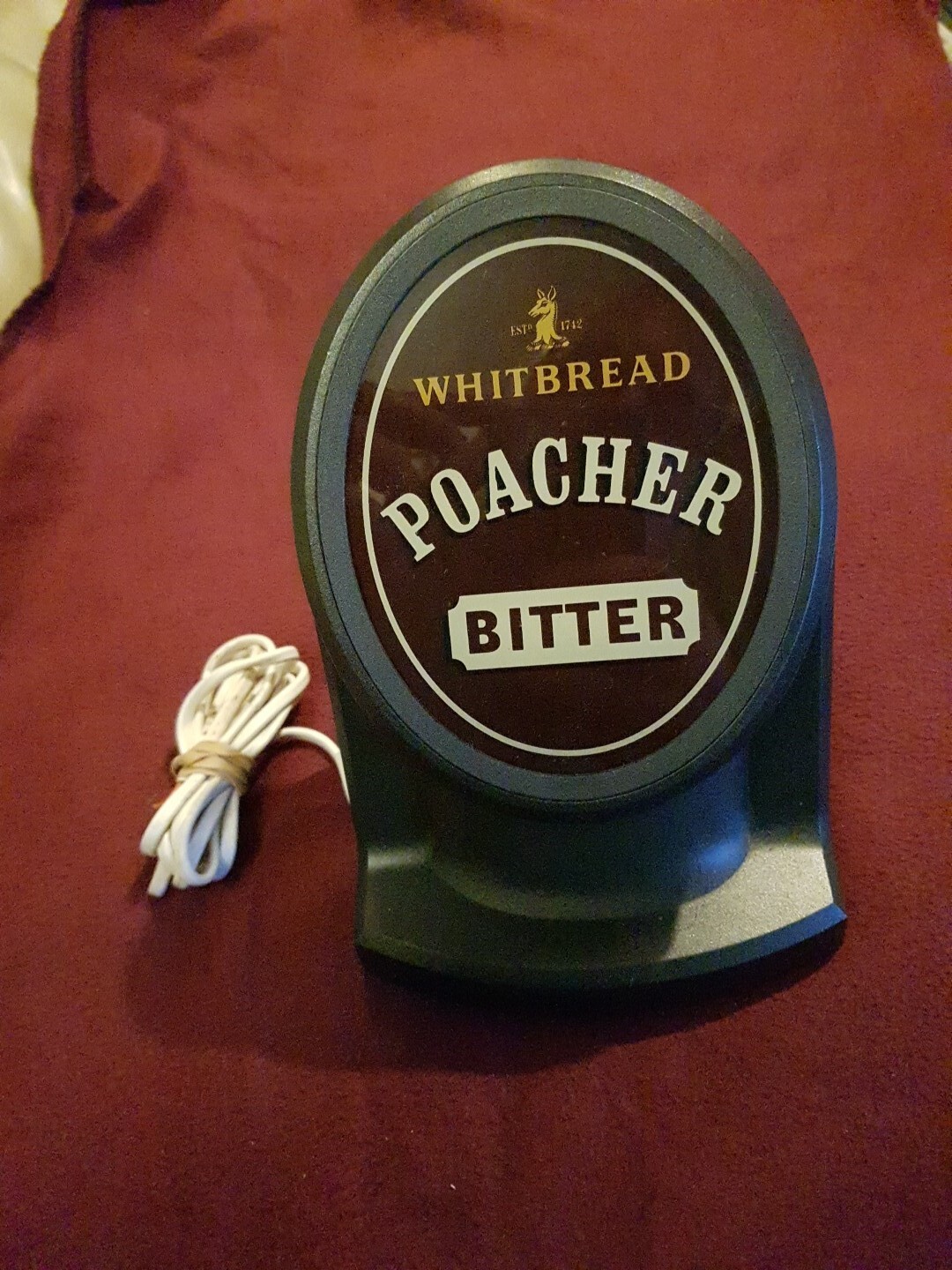 Whitbread Poacher Bitter Light Up Pub Sign Bar Sign Collectable | eBay