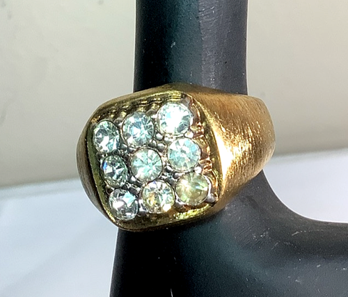 Estate 14K GOLD FILLED MEN'S CLUSTER CZ RING SIZE 11 FLASHY STATEMENT ...