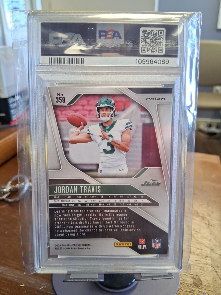 2024 Jordan Travis ROOKIE Prizm NEON GREEN PULSAR PSA GRADED GEM 💎 MINT ...