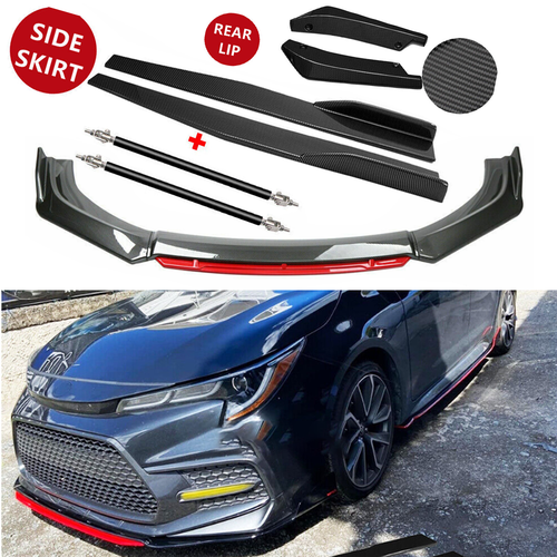 Carbon Fiber Front Bumper Lip Side Skirt Strut Rods For Toyota Corolla ...