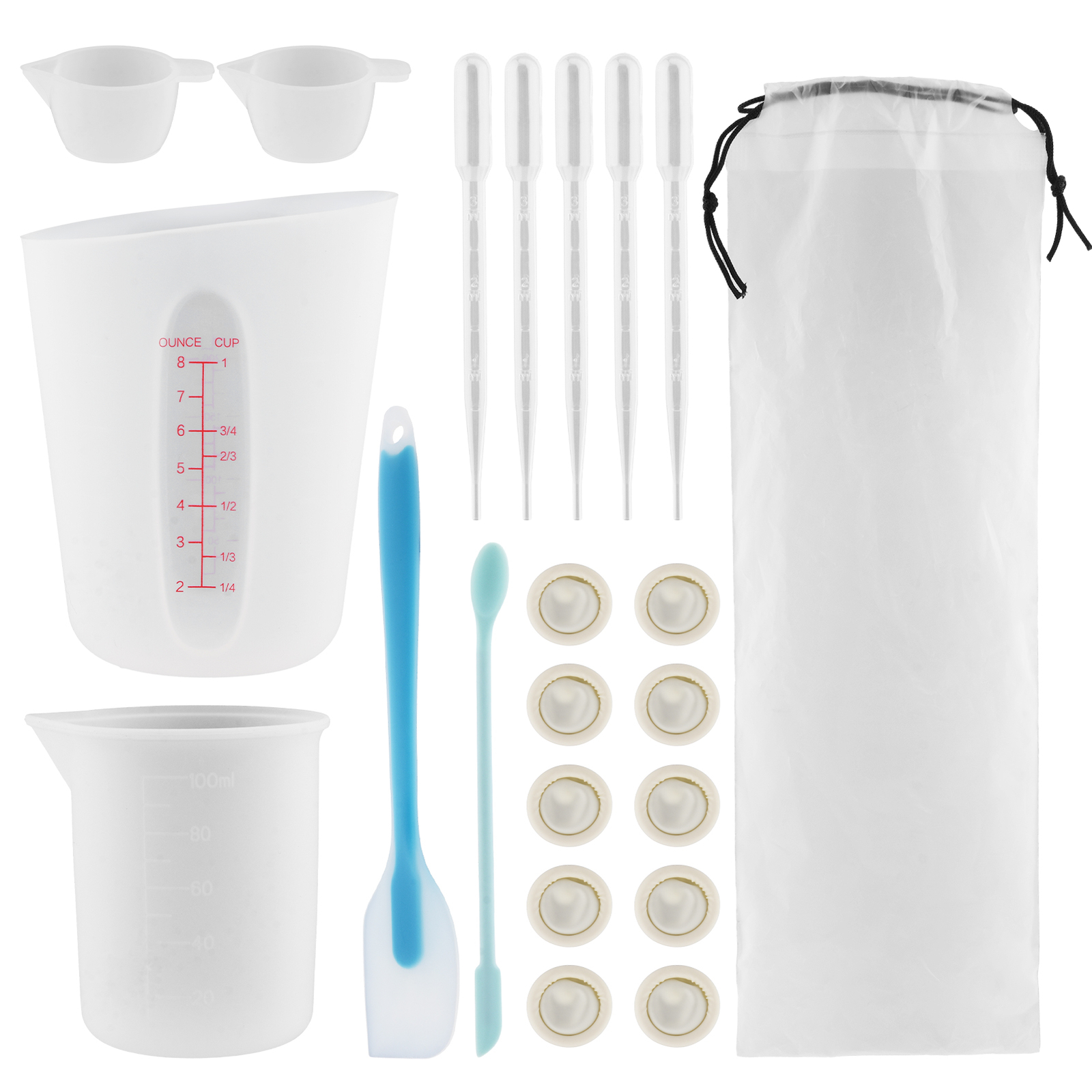 Reusable Soft Waxing Measuring Cup Finger Cot Resin Mixing Tool Kit ...