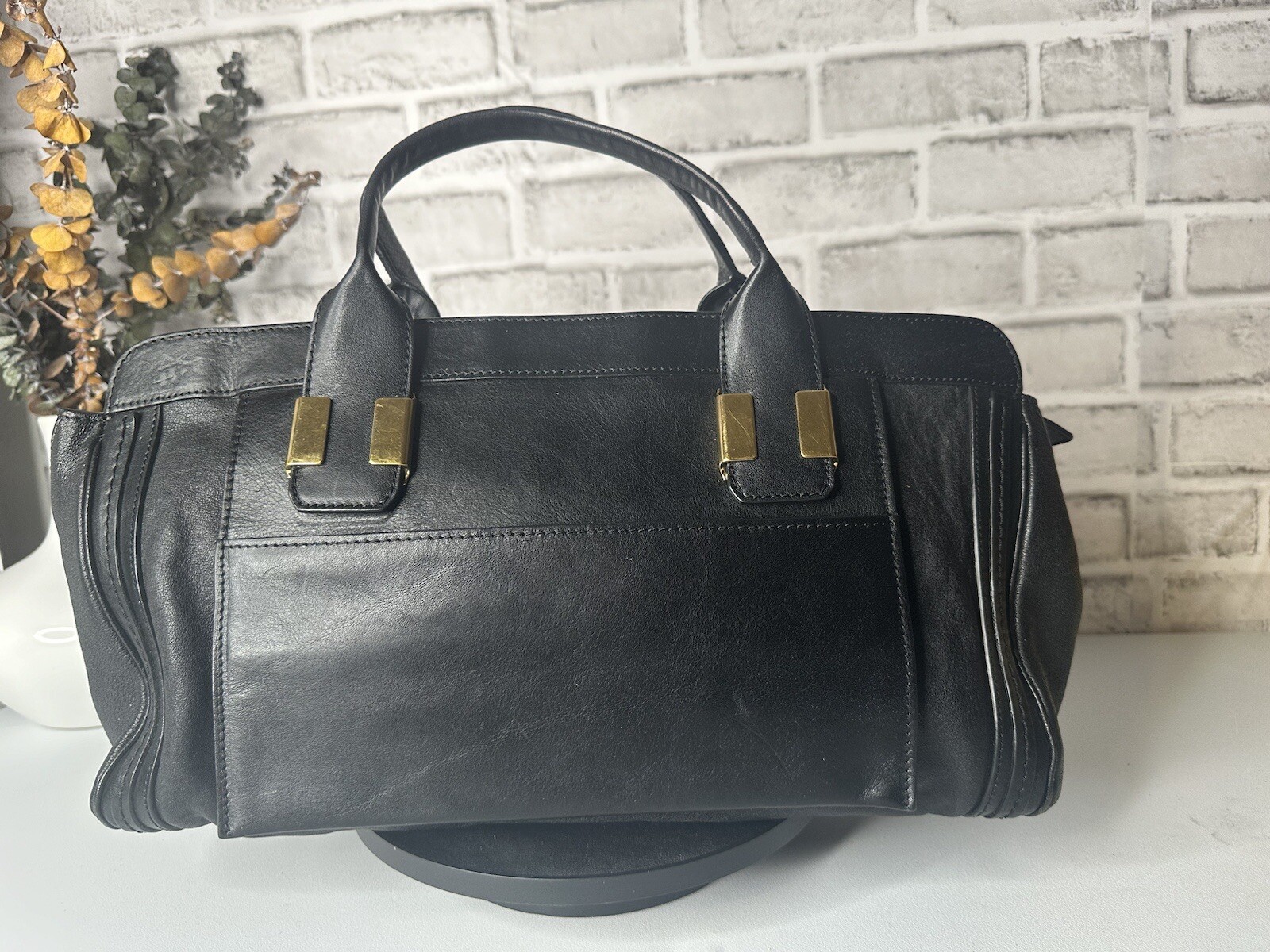 Chloé Top Handle Bag Satchel Black Leather GoldTone H… - Gem