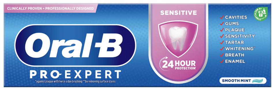Oral-B Pro Expert 24 Hour Protect Sensitive Toothpaste 75ml - Stannous ...