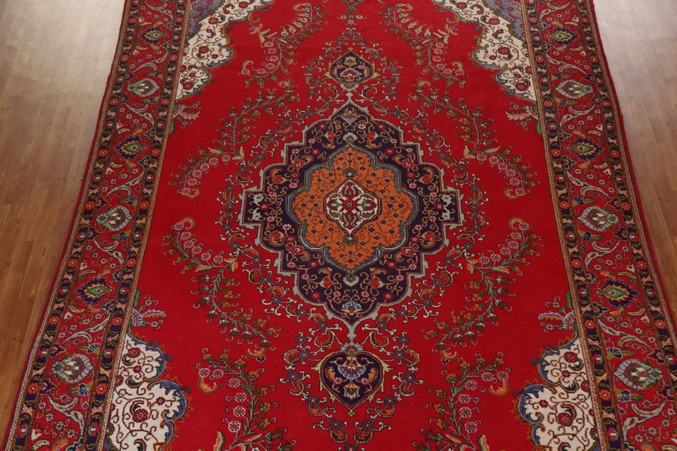 Vintage Handmade Red Tebriz Palace Size Rug 10x17 Wool Handmade Room ...