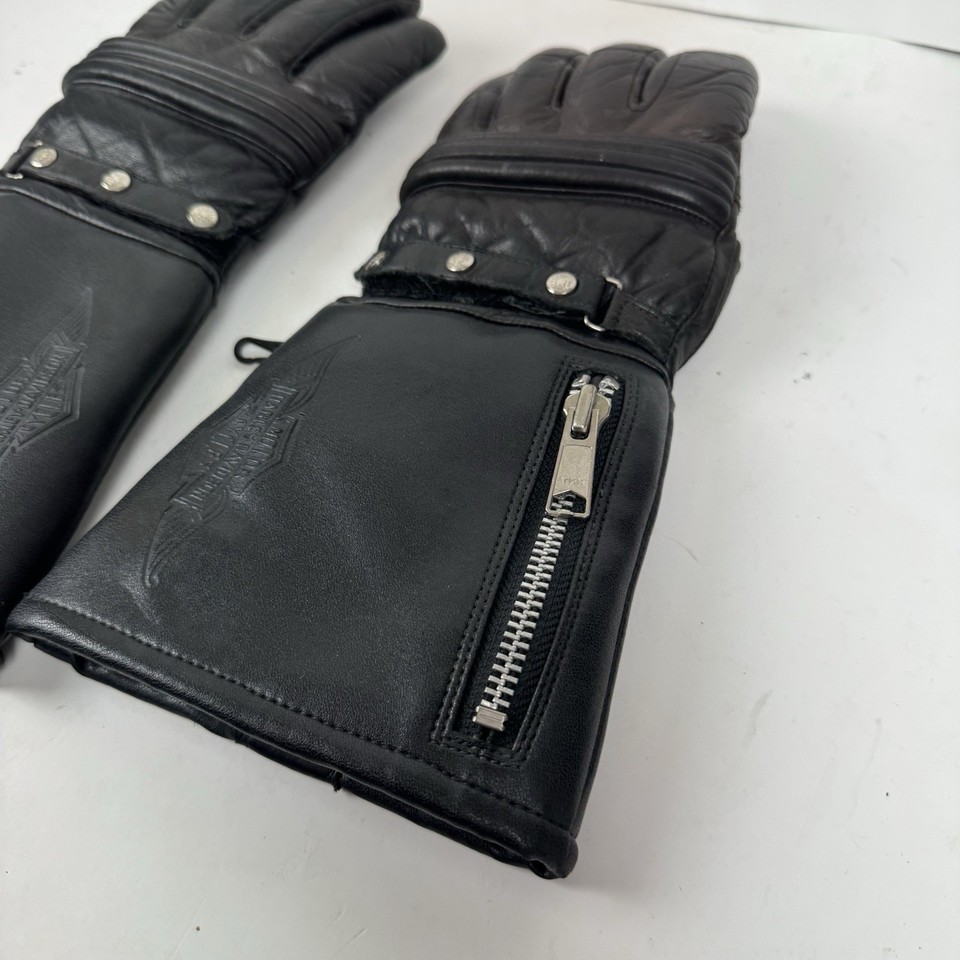 Harley-Davidson Men's Small Leather Gauntlet Gloves Biker Riding Gloves ...