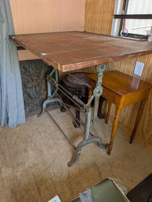 Antique Industrial Cast Iron Drafting Table Lambertville NJ Dated 1894 ...