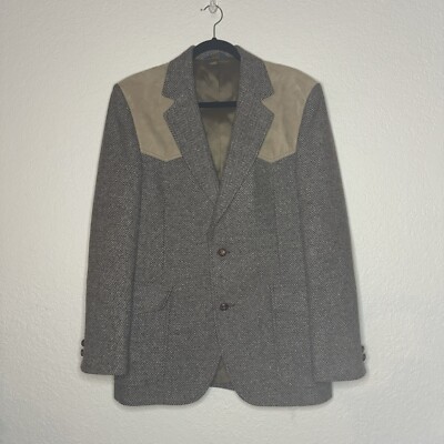 Pendleton Western Cowboy Sport Coat Jacket Brown Herringbone Tweed Size ...