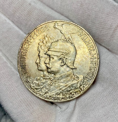 1901 A Germany Prussia Wilhelm II SILVER 5 Funf Mark Uncirculated ...