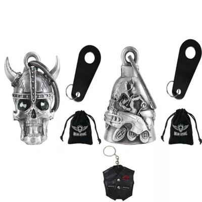 Pack OF Two Guardian Biker Split Driver & Viking Skull Motorcycle Bell ...