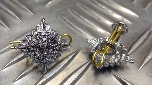 British Made Mil-Spec Metal Officers Rank Pips Silver Chrome Tria ...