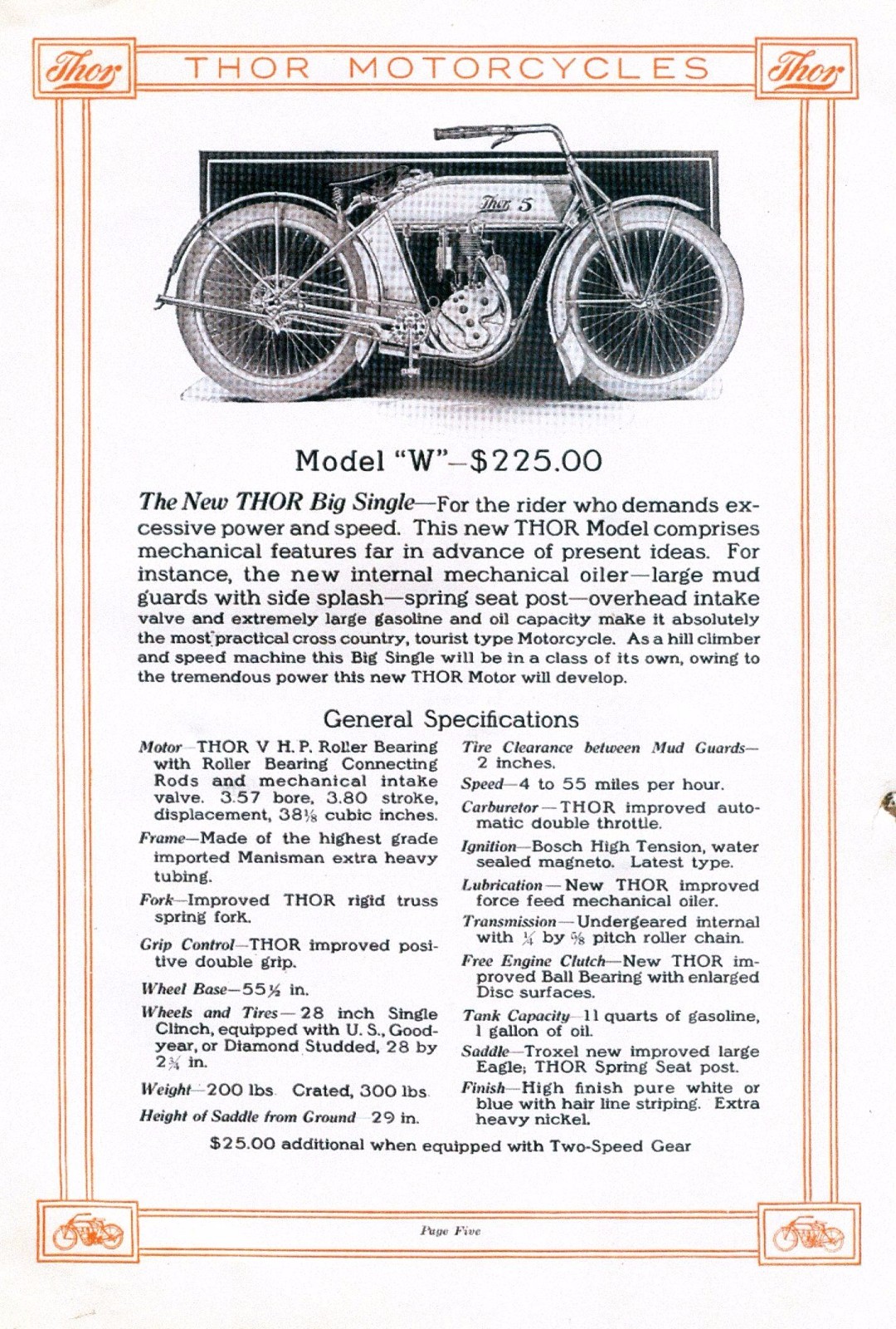1912 THOR MOTORCYCLE SALES BROCHURE IN .PDF FORMAT ON CD ANTIQUE ...