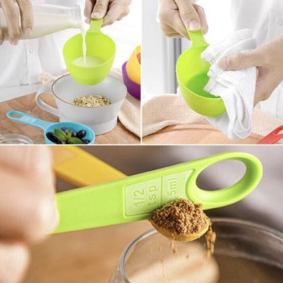 12 Piece Measuring Cups and Spoons Set, Colored Kitchen Measure Tools ...