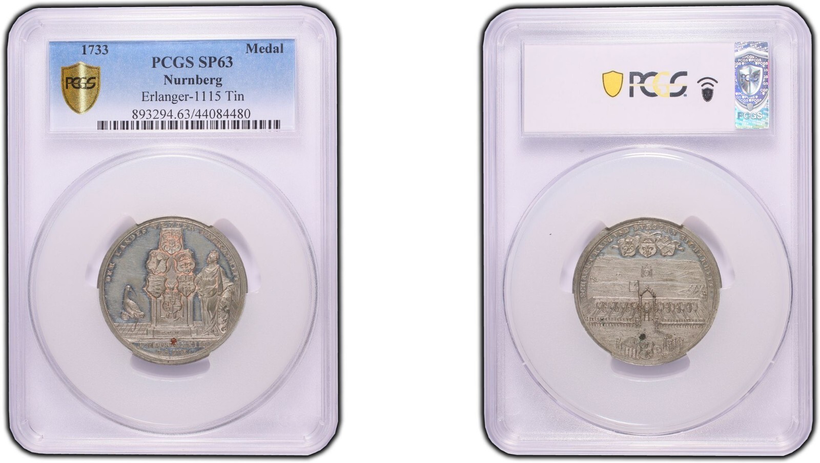 German States Nuremberg 1733 Shooting Medal Cannon Stork Deity Medal ...