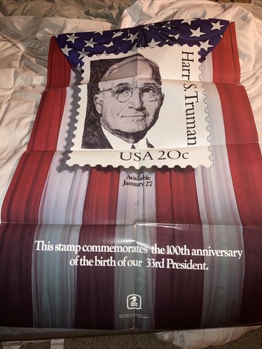 USPS President Harry S Truman Postage Stamp Poster 1984 Folded | eBay