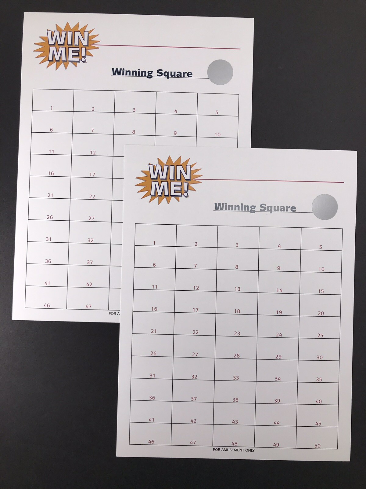 2 Count 50 Square SCRATCH OFF Raffle Board Fund Raiser Winning Gambling ...