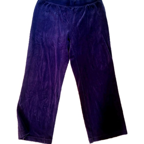 St. Johns Bay Activewear Velour Pants Womens 1X Purple Drawstring Nice ...