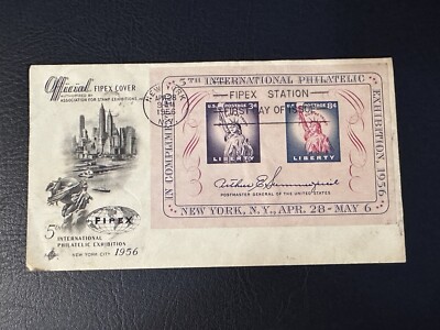 US 1956 FDC 5TH INTERNATIONAL PHILATELIC EXHIBITION FIPEX NEW YORK ...