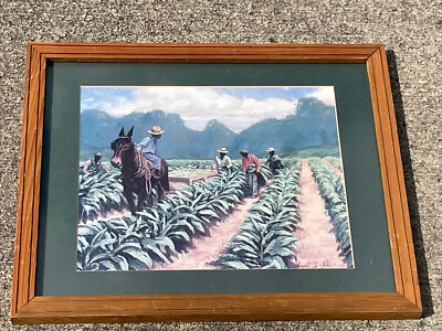 Vintage Black Folk Art Tobacco Fields Donkey Wagon Aaron F St John Art ...