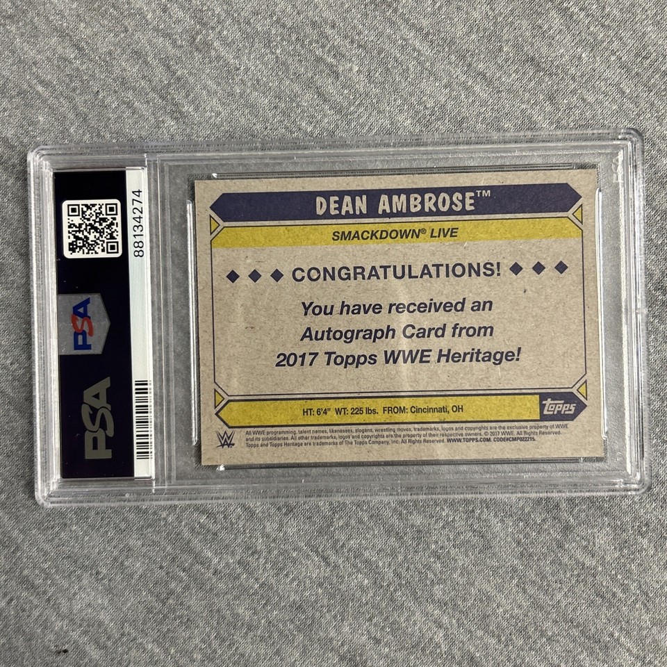 2017 Topps Heritage WWE Dean Ambrose Autograph-Blue PSA 6 EX-MT | eBay
