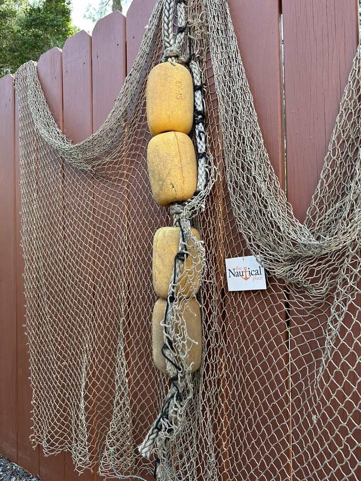 4 x Authentic Used Fishing Net Floats On Rope ~ Old Vintage Nautical ...