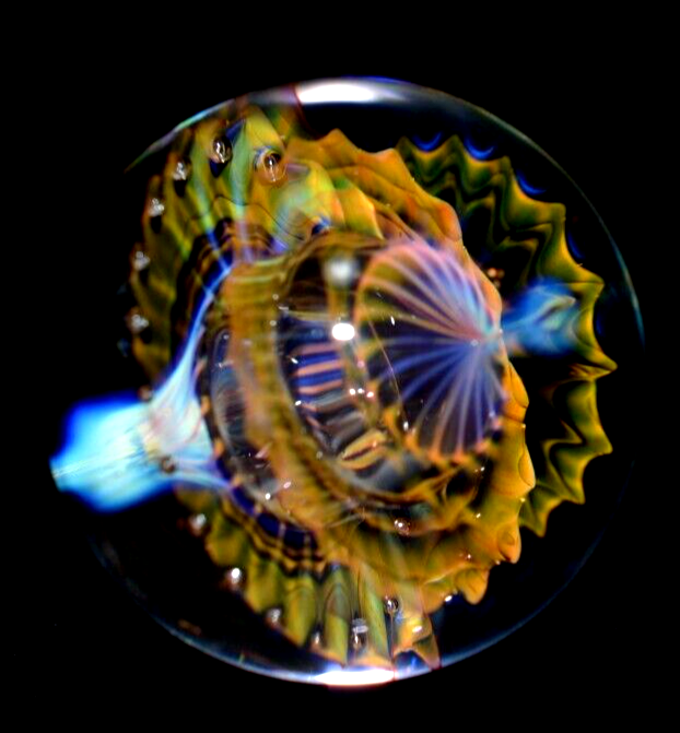 RYAN WHITMORE GLASS MARBLE/1.605"-TRIPLE SPINNING DERVISH-DELICATE ...