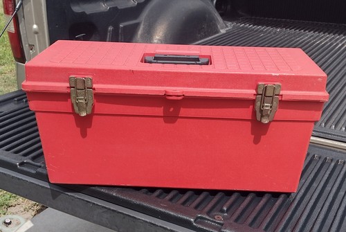 Vintage Contico Red Double Latch Large Tool Box w/ Two Trays | eBay