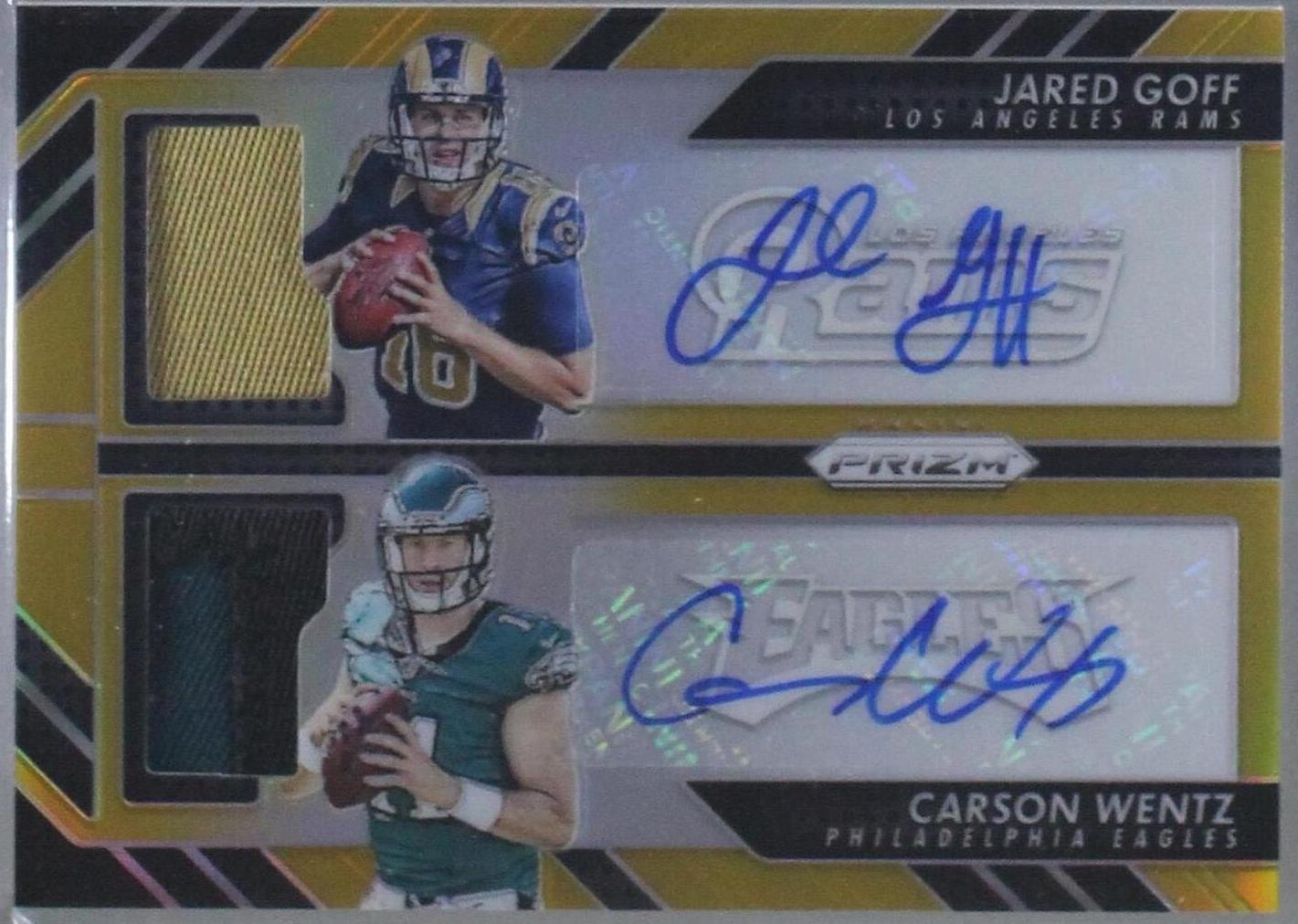 2016 Panini Prizm - Prizm Pairs Jared Goff, Carson Wentz #PP-JC Gold ...