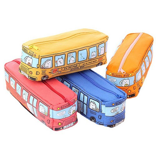 Creative Large Capacity Canvas Car Pencil Case Bus Pencil Cases Pouch ...