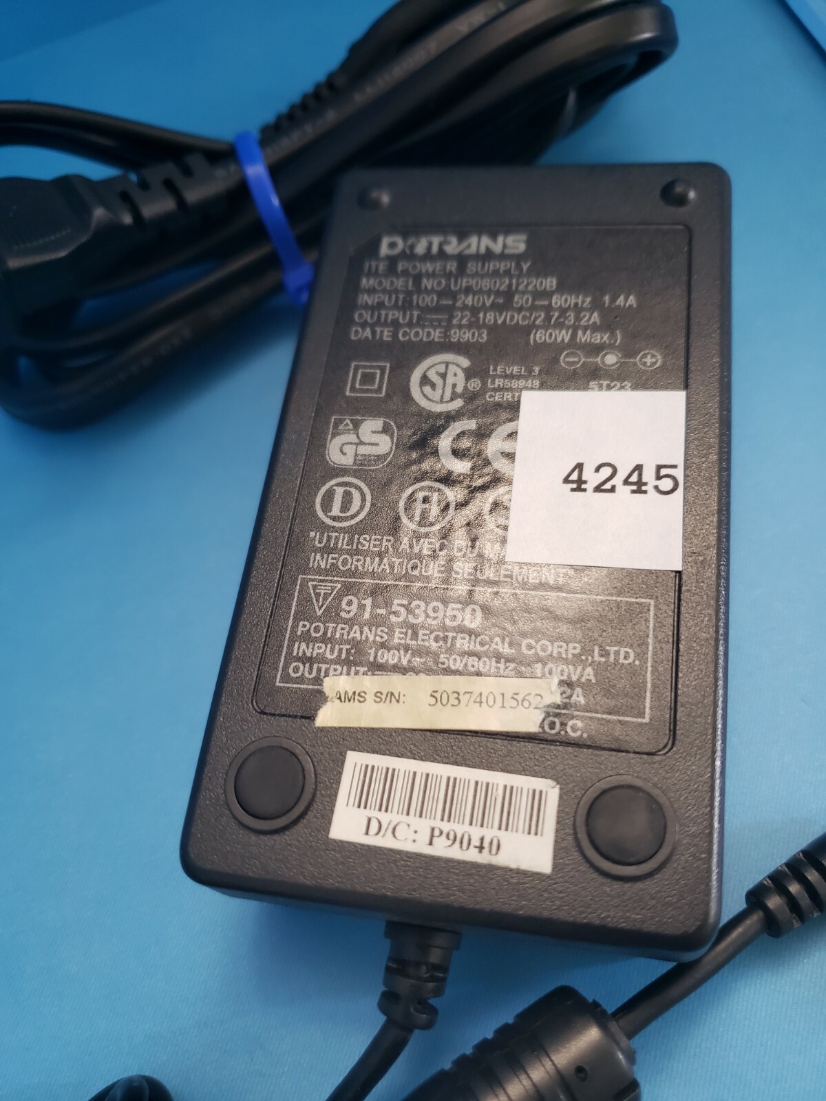 POTRANS POWER SUPPLY UP06021220B 22V-18V 2.7A-3.2A for sale online | eBay