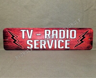 Metal Sign TV RADIO SERVICE repair shop television electronics sales ...