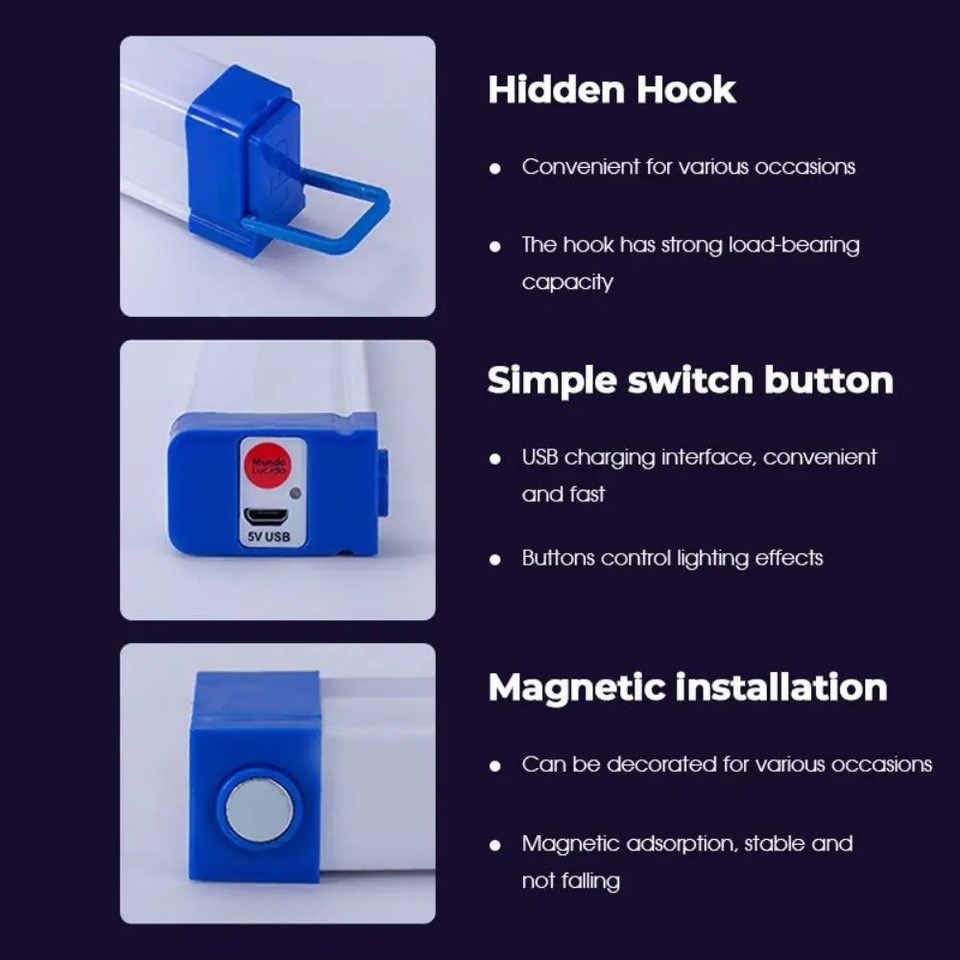 Colorful Tube Light RGB Light 17cm/32cm USB Light Night Light purple ...