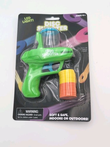 Kids Foam Disc Gun Toy, Flying Disc Shooter Green Gun 16 Discs LED ...