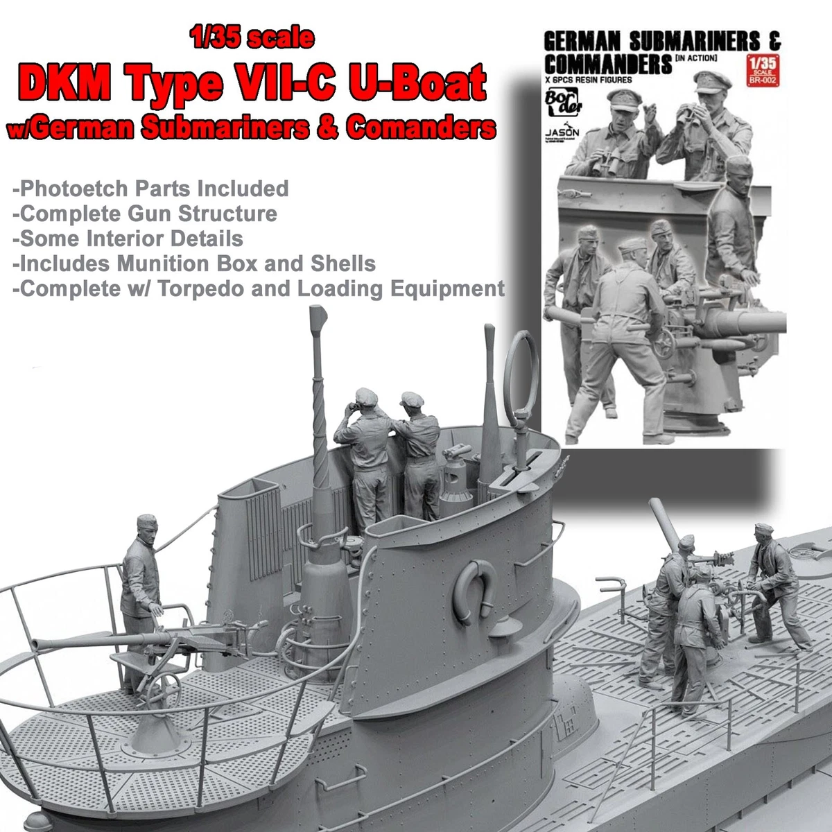 Border Model 1/35 German WWII DKM Type VII-C U-Boat Upper, 58% OFF