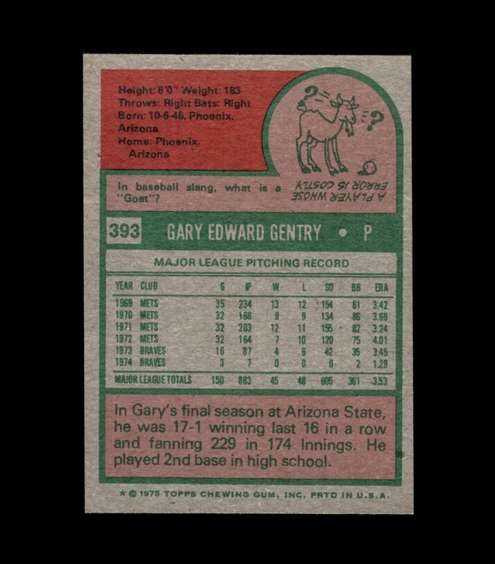 1975 Topps Mini Set-Break #393 Gary Gentry NM-MT OR BETTER *GMCARDS* | eBay