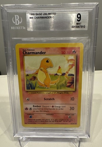 BGS 9 Charmander 46/102 Base Set 1999 Non Holo Graded Pokemon Card | eBay