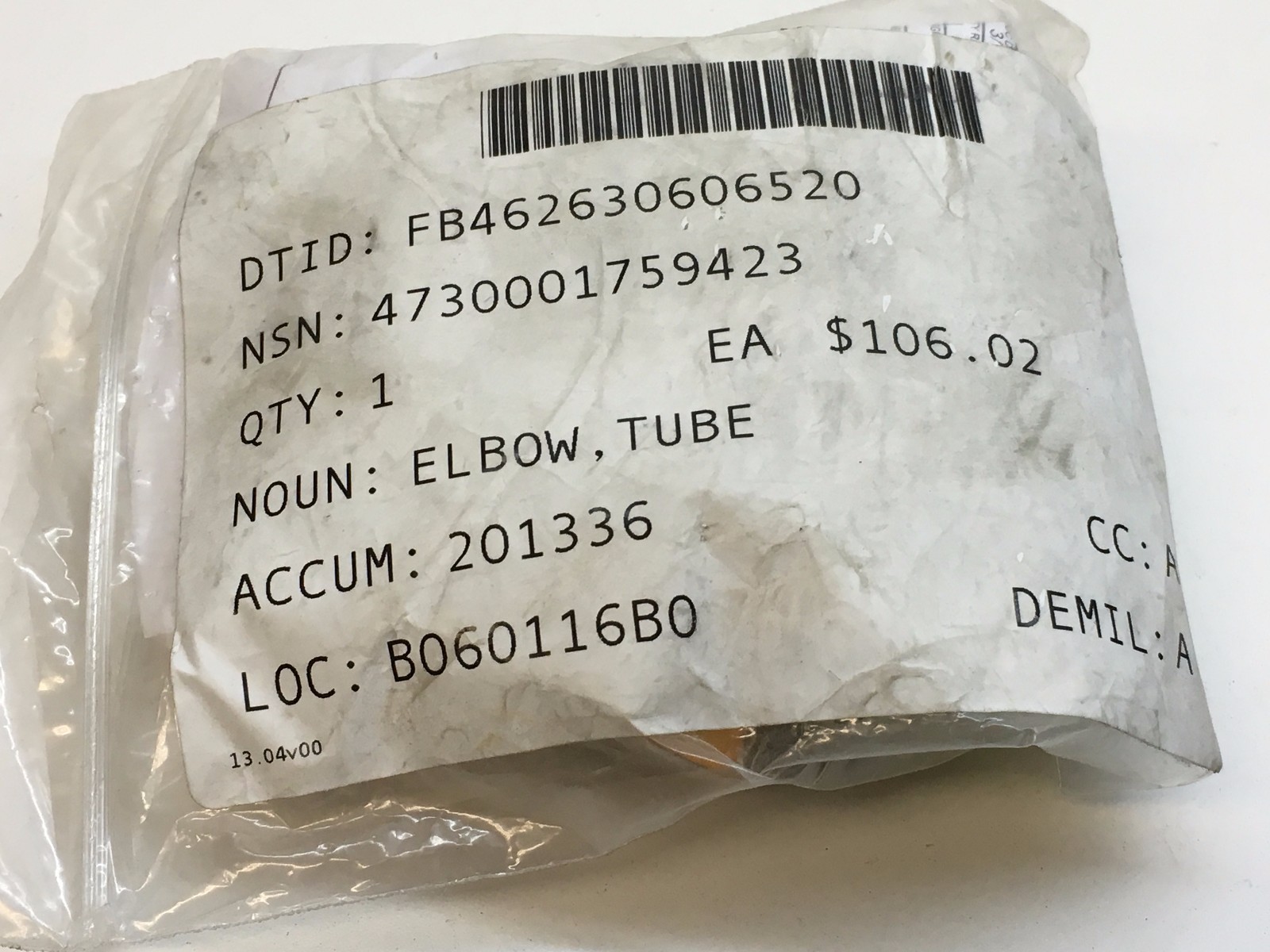 MS21907-16 Elbow Tube Fitting, NSN: 4730-00-175-9423 | eBay