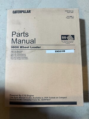 CATERPILLAR PARTS MANUAL 980H WHEEL LOADER 4037-30 | eBay