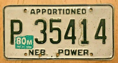 NEBRASKA APPORTIONED POWER SEMI TRAILER TRACTOR LICENSE PLATE " P 35414 ...