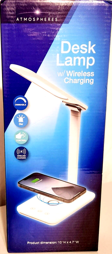 Atmospheres Desk Lamp with Wireless Charging Dock& Dimmable LED 3 Lighting Modes | eBay