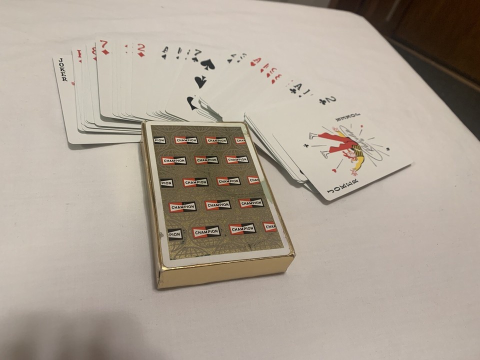 New Vintage 1960’s Champion Spark Plugs Playing Cards In Good Luck Gold ...