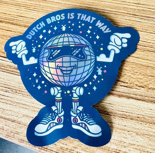 Dutch Bros Coffee January DUTCH BROS IS THAT WAY Globe Sticker Drop 1/3 ...