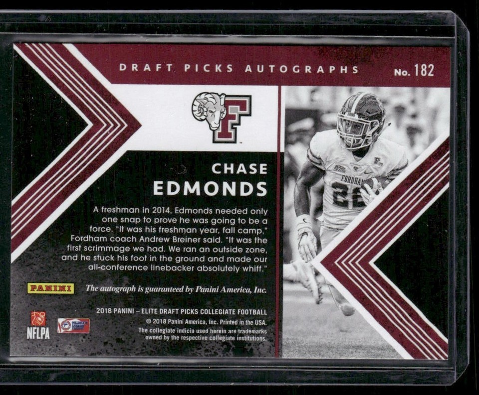 2018 Panini Elite Draft Picks #182 Chase Edmonds Autograph | eBay